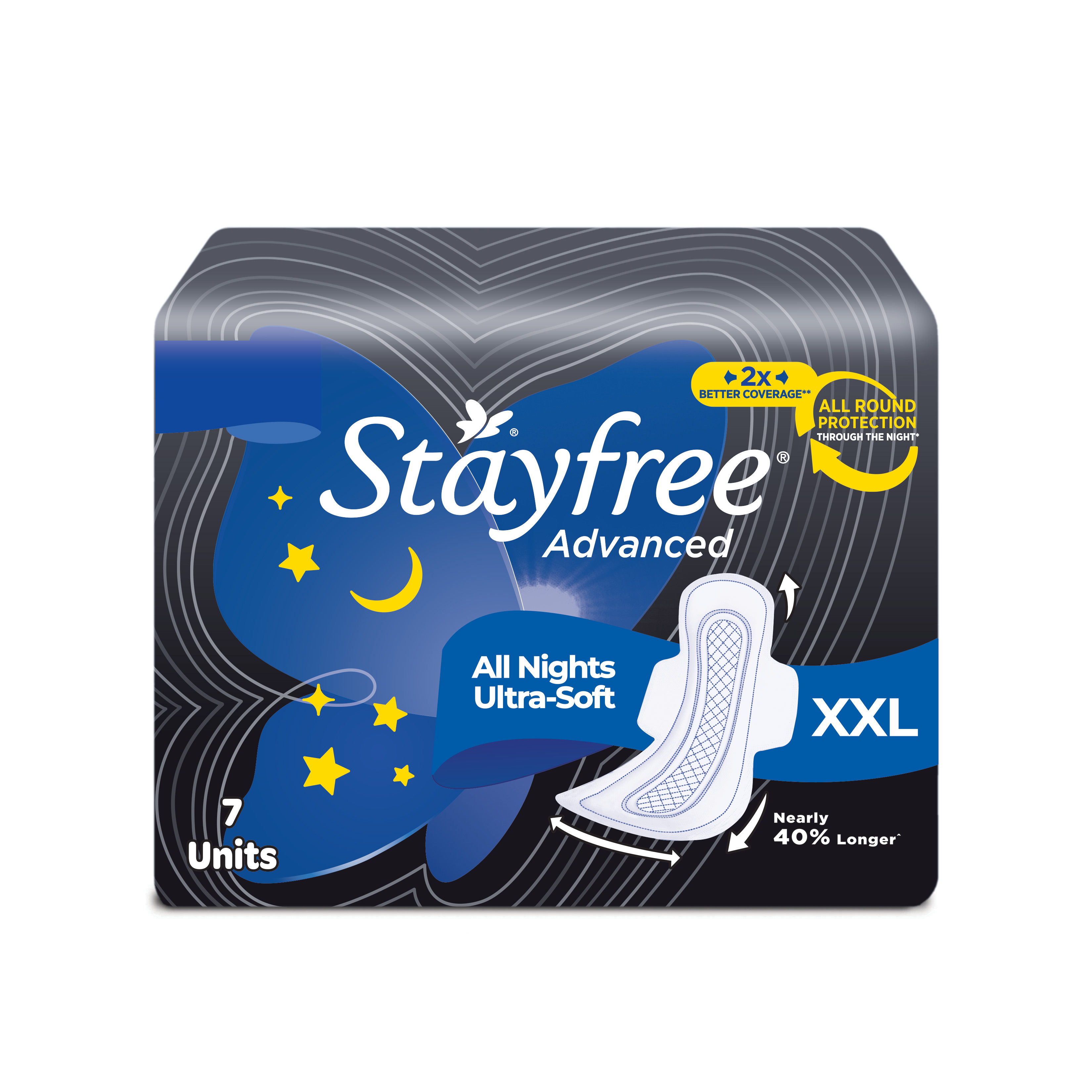 Stayfree Advanced All Nights Ultra-Soft XXL Sanitary Thin Napkins with ...