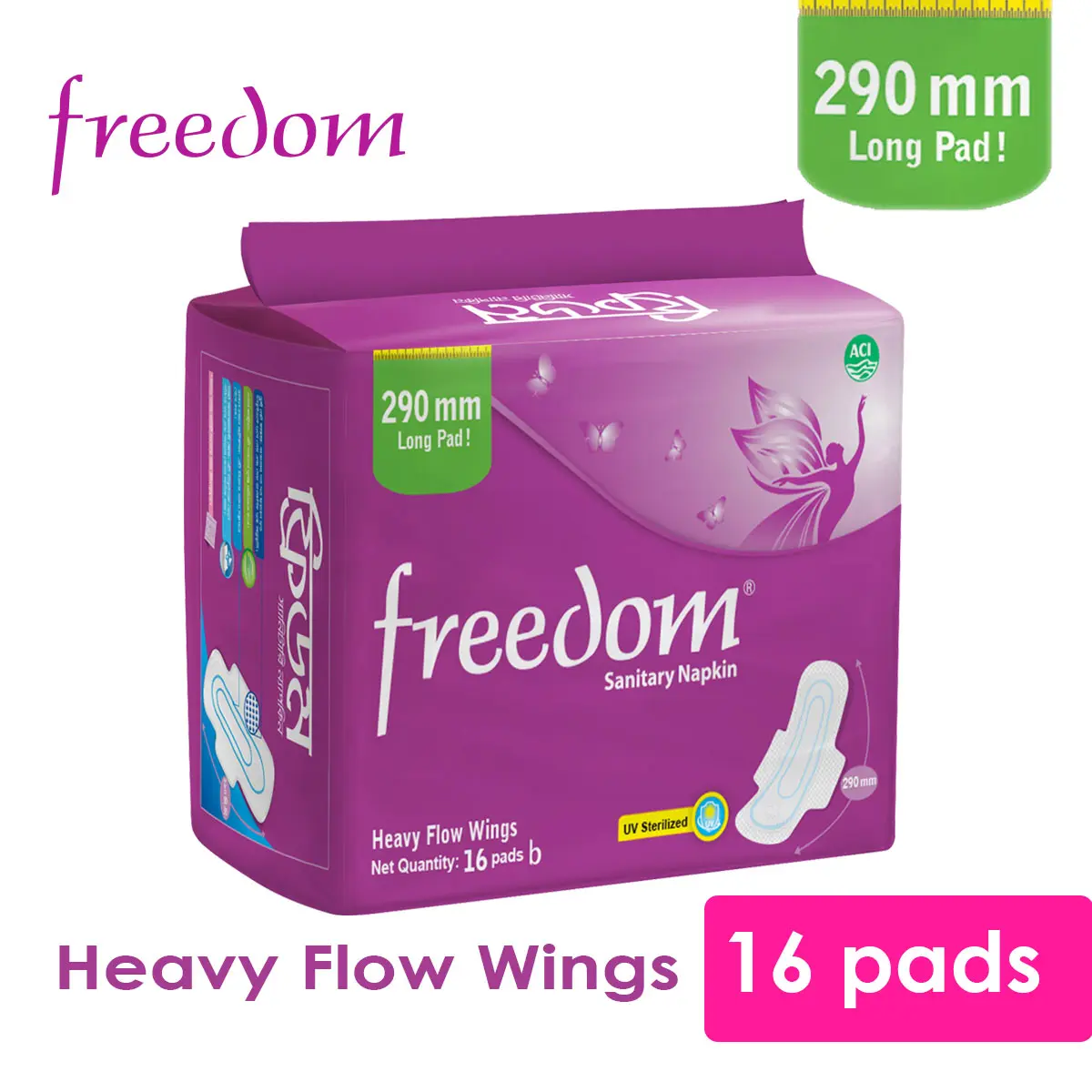 Freedom Sanitary Napkin Heavy Flow 16 Pads - Chardike