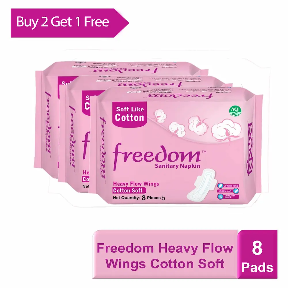 Freedom Sanitary Napkin Heavy Flow Cotton 8 pads Buy 2 Get 1 Free ...