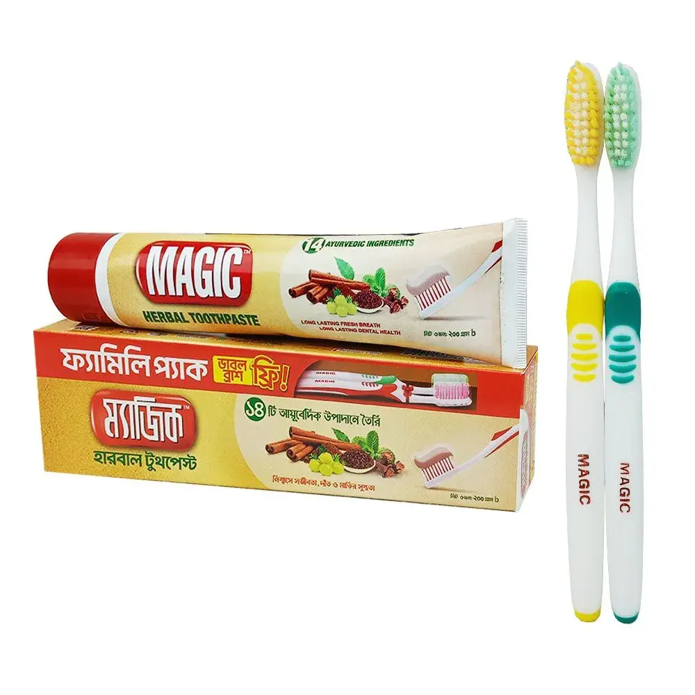 Magic Herbal Toothpaste 200gm (Buy 1 Get 2 Magic Toothbrush FREE ...